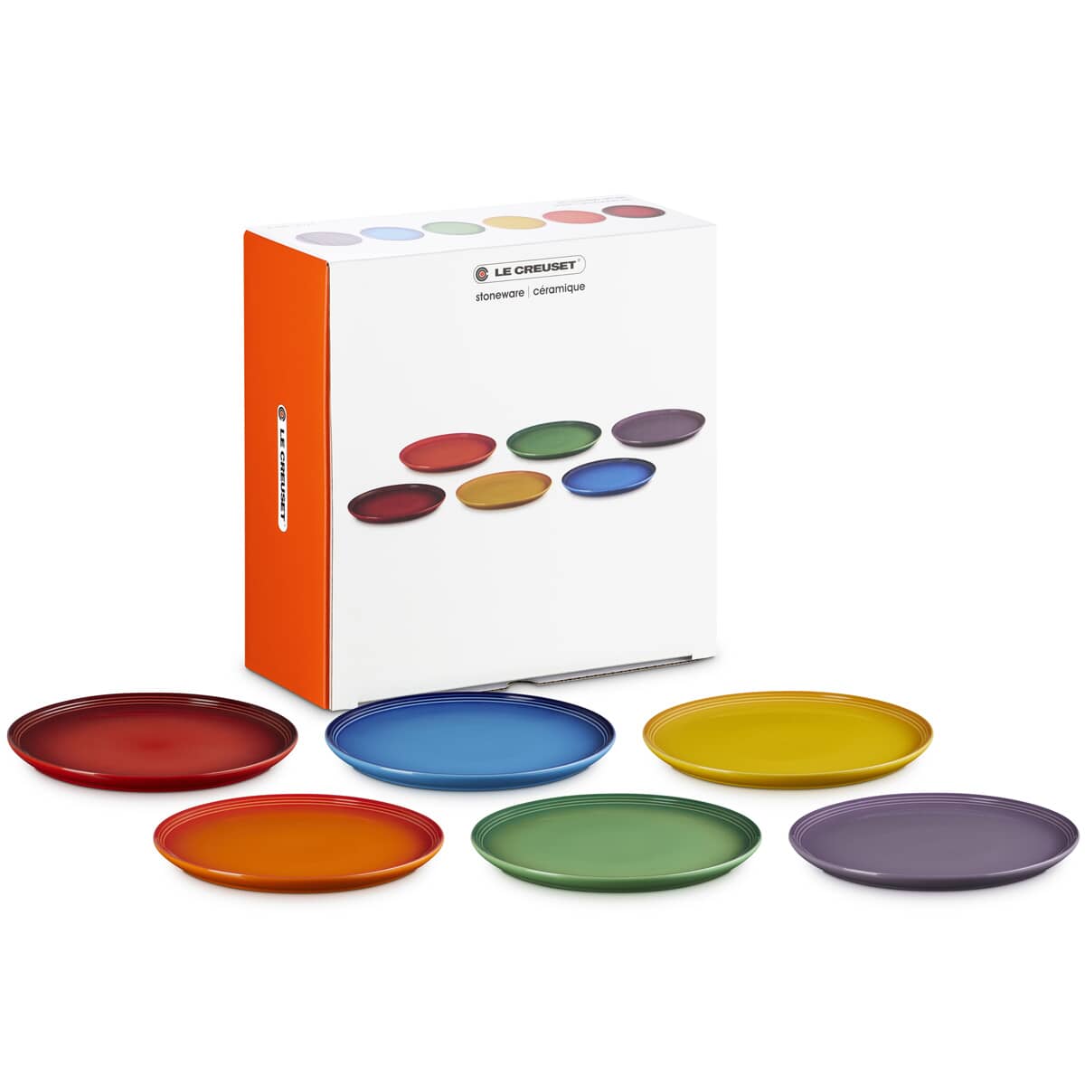 Le Creuset Rainbow Set Of 6 Coupe Dinner Plates - (79357005218000 ...