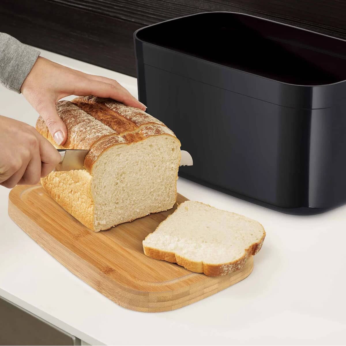 Joseph Joseph Bread Bin with Bamboo Lid Black - (81103JJ) - eCookshop