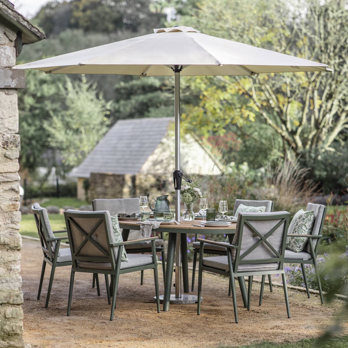 Bramblecrest Wisley 6 Seat Elliptical Dining Set - Sage - (X25WYS03 ...