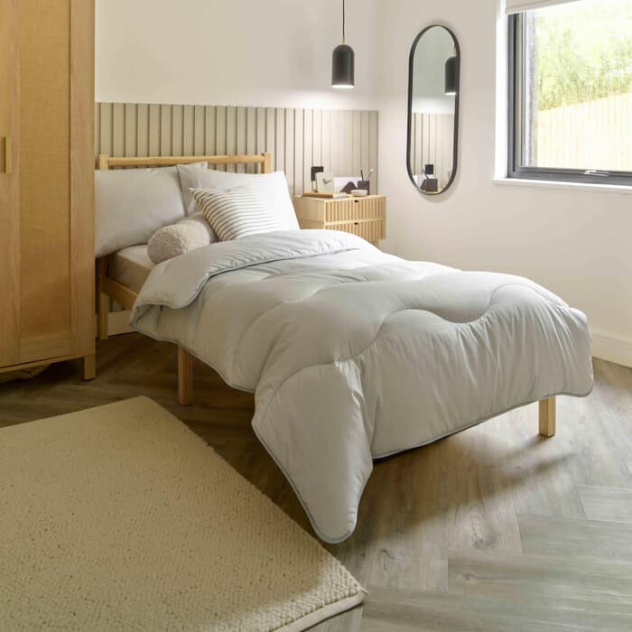 Night Lark Linen Print Coverless Duvet Cloud Grey - JustLinen