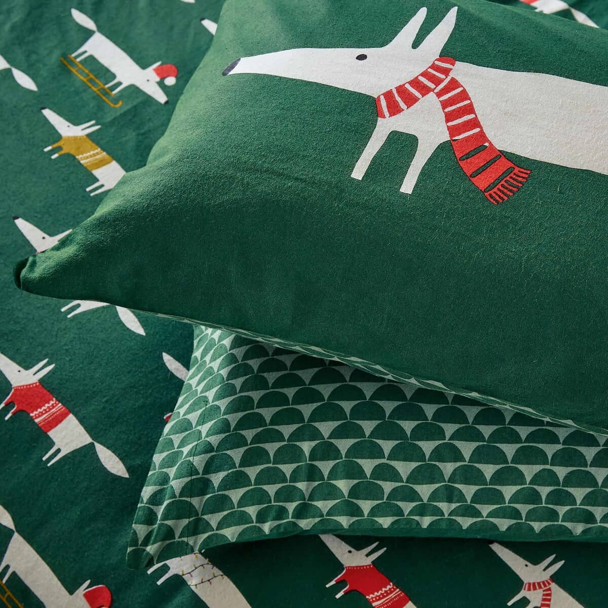 Scion Mr Fox Christmas Brushed Cotton Mistletoe - JustLinen