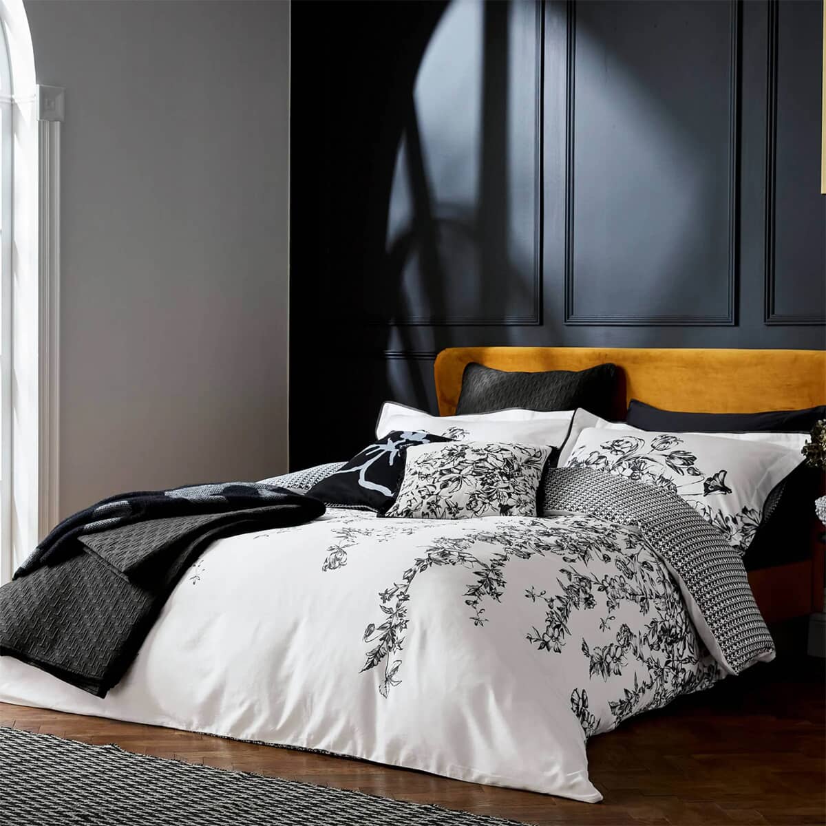 Ted Baker Elegance Floral Border Mono - JustLinen